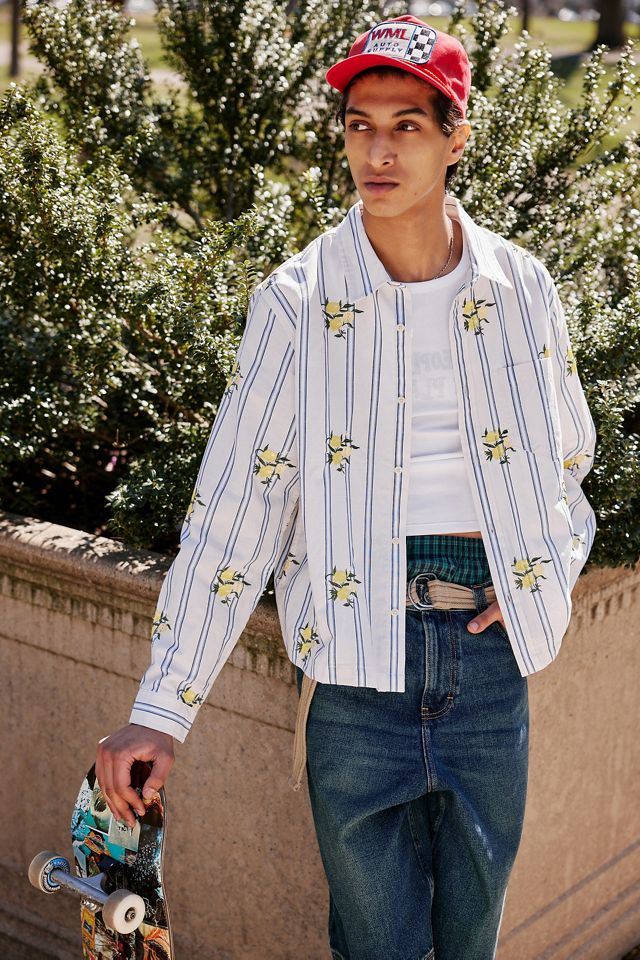 BDG Striped Lemon Embroidered Shirt | Urban Outfitters UK