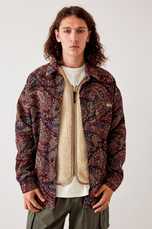 BDG Red Jacquard Paisley Shacket | Urban Outfitters UK