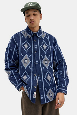 BDG Patterned Jacquard Long Sleeve Overshirt | Urban Outfitters UK