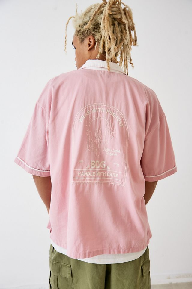 BDG Pink Embroidered Bowling Shirt | Urban Outfitters UK