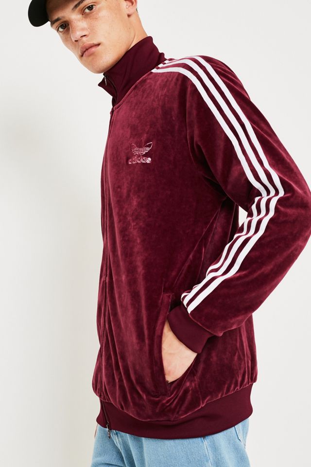 adidas Beckenbauer Maroon Velour Track Top | Urban Outfitters UK