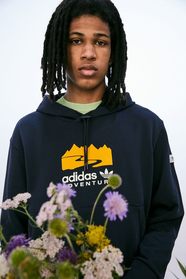 adidas Legend Ink Adventure Logo Hoodie | Urban Outfitters UK