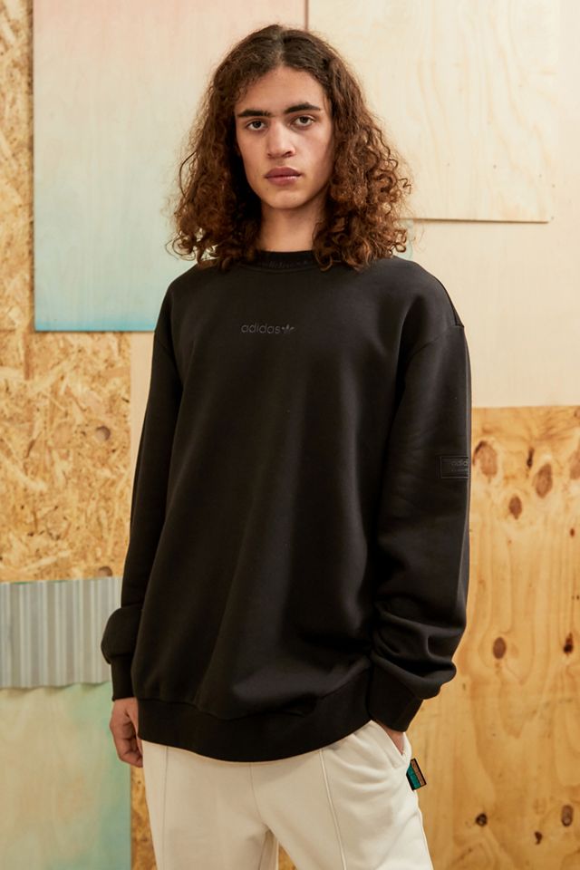 adidas Black Trefoil Label Crew Neck Sweatshirt | Urban Outfitters UK