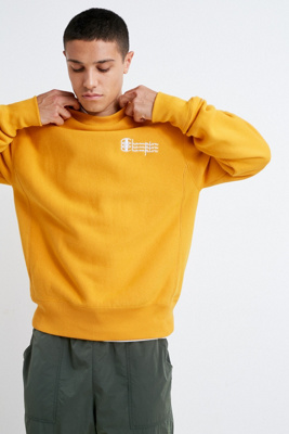 Champion Triple Script Blaze Gold Crew Neck Sweatshirt | Urban ...