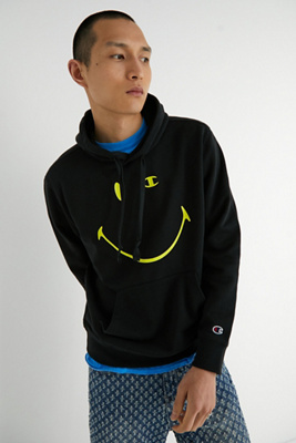 Champion X Smiley Black Smiley Hoodie | Urban Outfitters UK