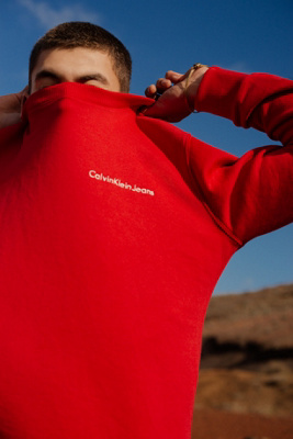 Calvin Klein Jeans Horos Red Logo Sweatshirt | Urban Outfitters UK