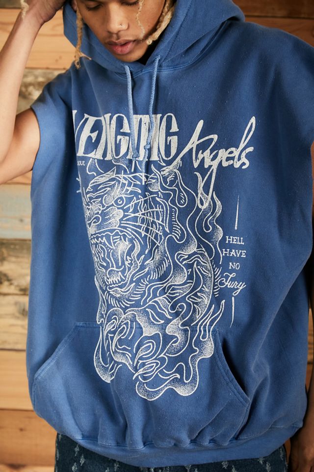 UO Blue Avenging Angels Sleeveless Hoodie | Urban Outfitters UK