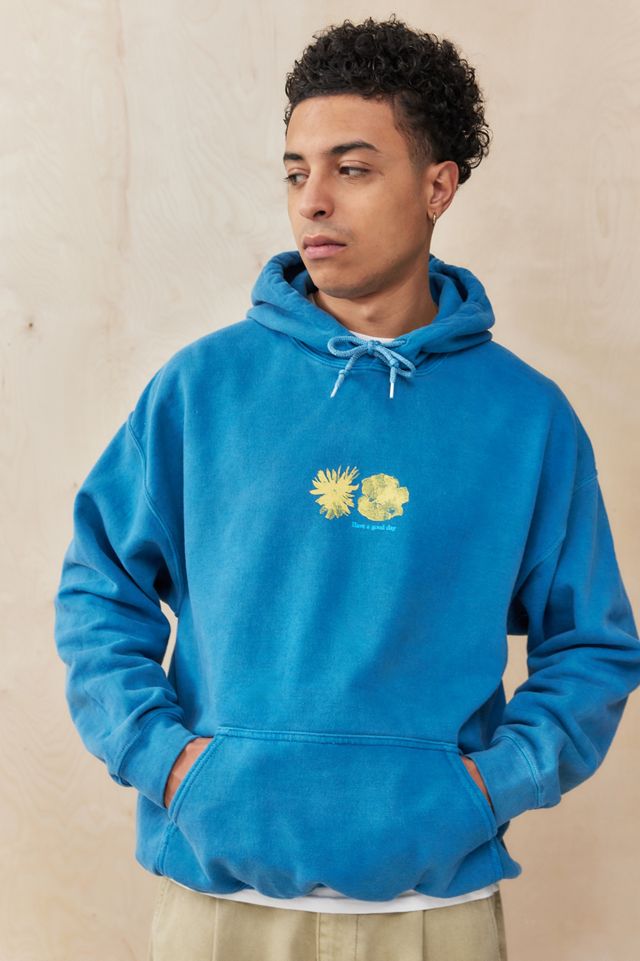 Sudadera con Capucha UO Azul Flores | Urban Outfitters ES