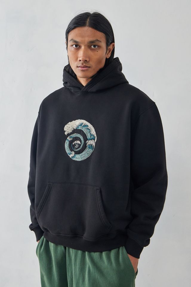 Temp Collective UO Exclusive Black Wave Swirl Hoodie | Urban Outfitters UK