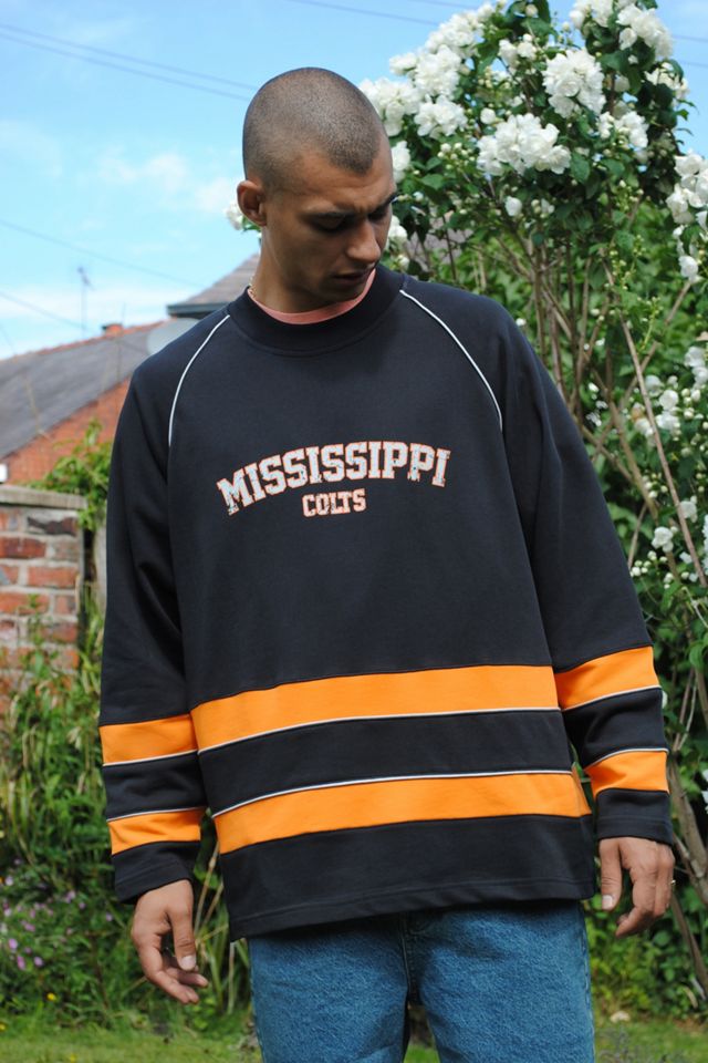 UO Black Varsity Crew Neck Sweatshirt | Urban Outfitters UK