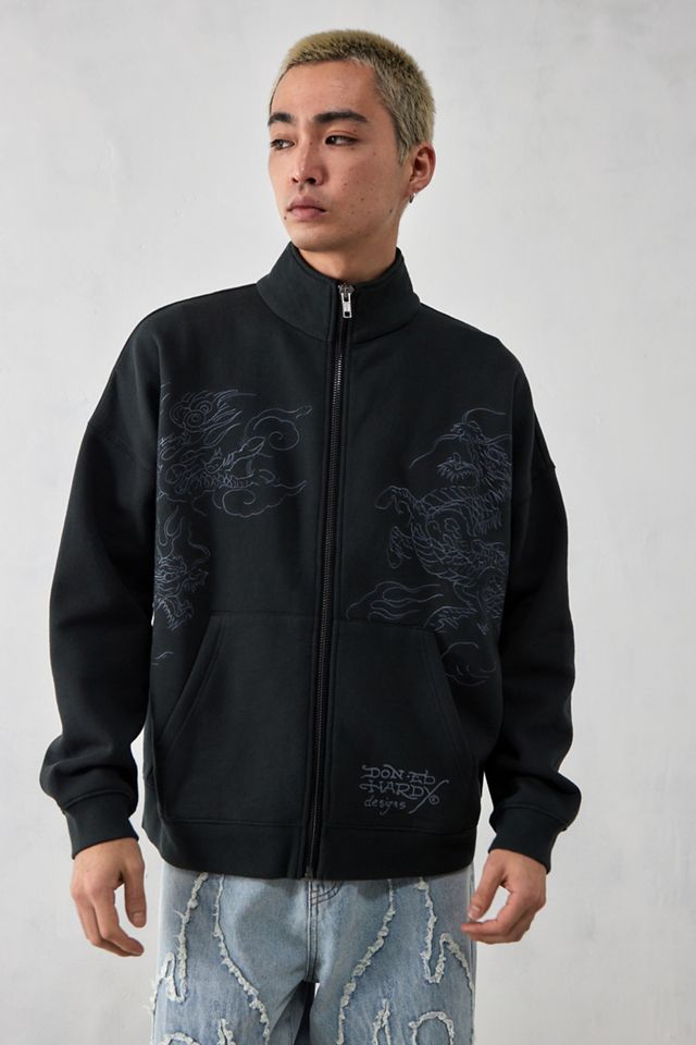 Ed Hardy UO Exclusive Black Embroidered Dragon Track Top | Urban ...