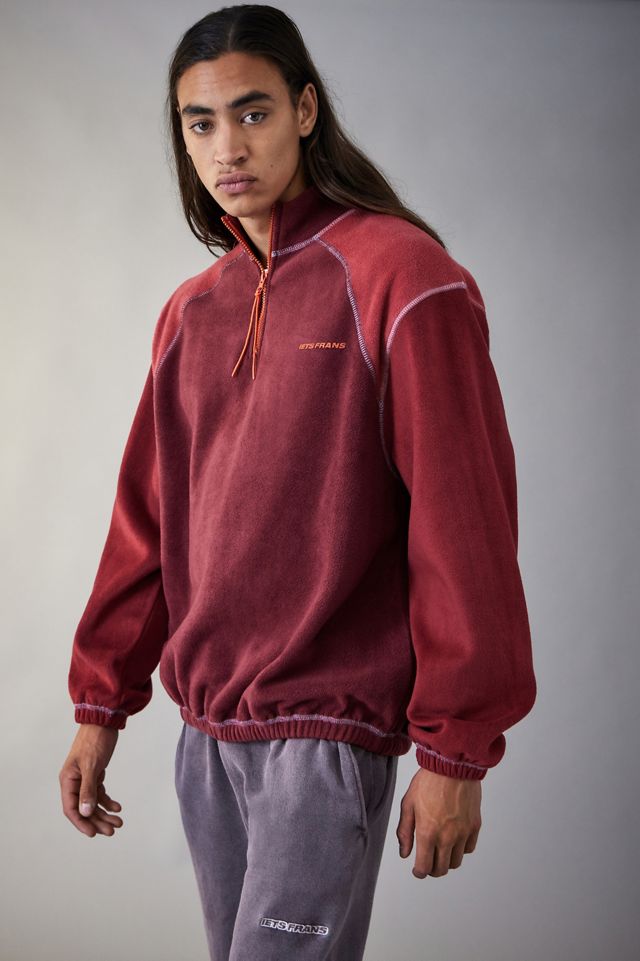 iets frans... Red Panelled Pullover Fleece | Urban Outfitters UK