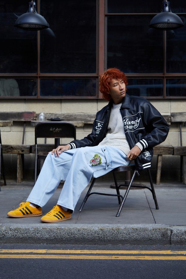 Ed Hardy UO Exclusive Light Wash Embroidered Lion Cargo Jeans | Urban ...