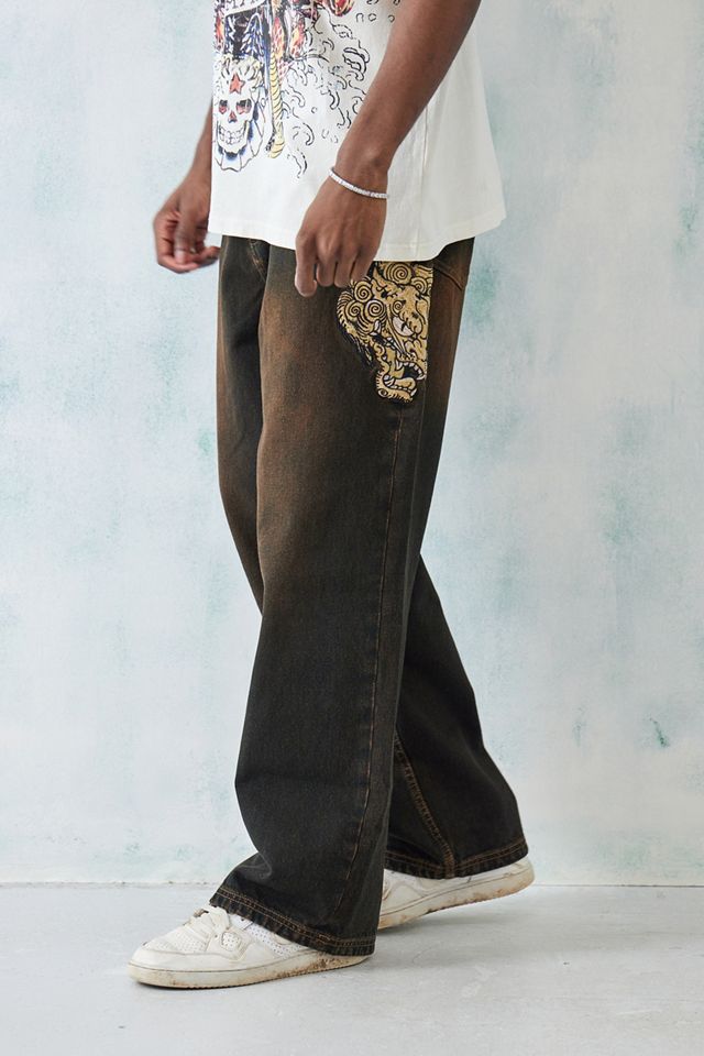 Ed Hardy Uo Exclusive Brown Tinted Denim Dragon Jeans Urban Outfitters It