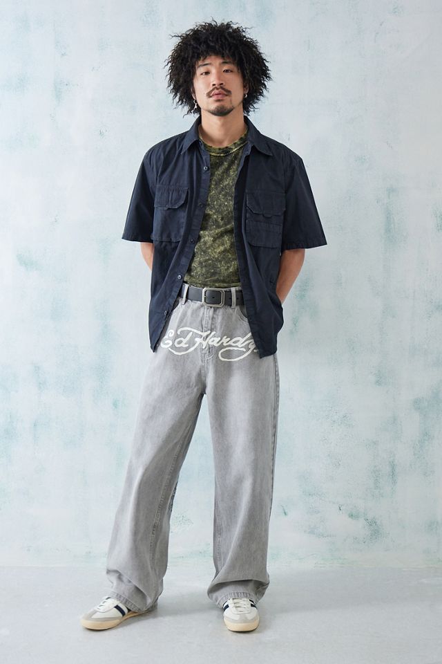 Ed Hardy UO Exclusive Grey Signature Logo Jeans | Urban Outfitters UK