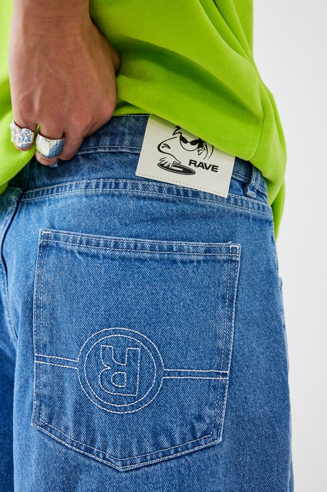 Rave Skateboards Blue Rinse White Stitch Jeans | Urban Outfitters UK