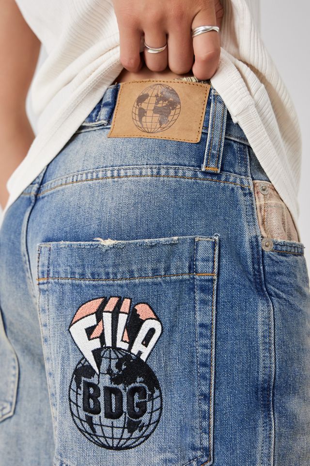 Fila x BDG Mid Wash Denim Shorts | Urban Outfitters UK