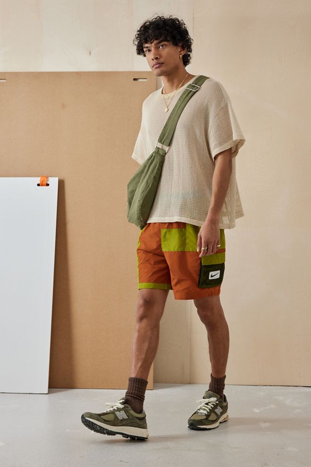 Nike Swim Patchwork Belted Swim Shorts | Urban Outfitters UK
