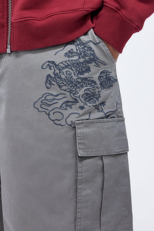 Ed Hardy UO Exclusive Washed Grey Tonal Cargo Shorts | Urban Outfitters UK