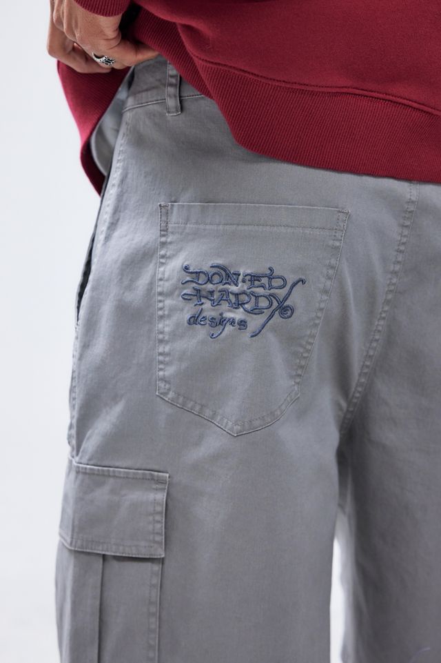 Ed Hardy UO Exclusive Washed Grey Tonal Cargo Shorts | Urban Outfitters UK