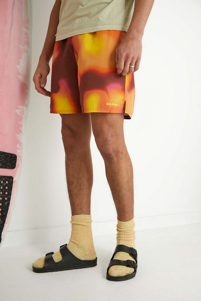 iets frans... Orange Oil Slick Swim Shorts | Urban Outfitters UK