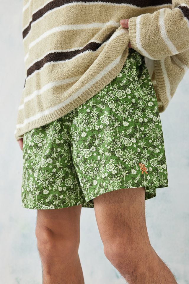 UO Nomad Khaki Sunshine Print Swim Shorts | Urban Outfitters UK
