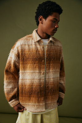 Standard Cloth Brown Shaggy Shirt Jacket | Urban Outfitters UK
