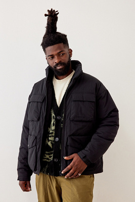 Temporary Collective Black Utility Puffer Jacket | Urban Outfitters UK