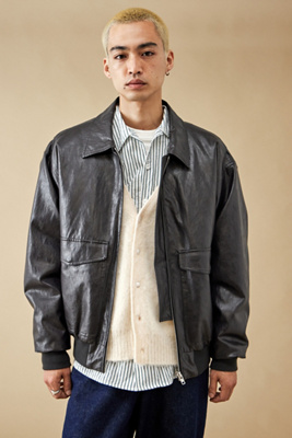 BDG Black PU Flight Jacket | Urban Outfitters UK