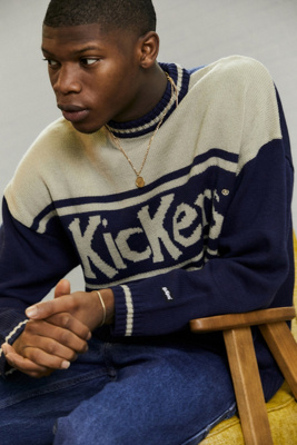 Kickers Navy Logo Knit Jumper | Urban Outfitters UK