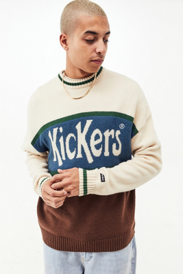Kickers Cream & Brown Panel Knit Sweatshirt | Urban Outfitters UK