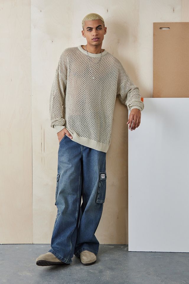 BDG Ecru Long Sleeve Mesh Jumper | Urban Outfitters UK