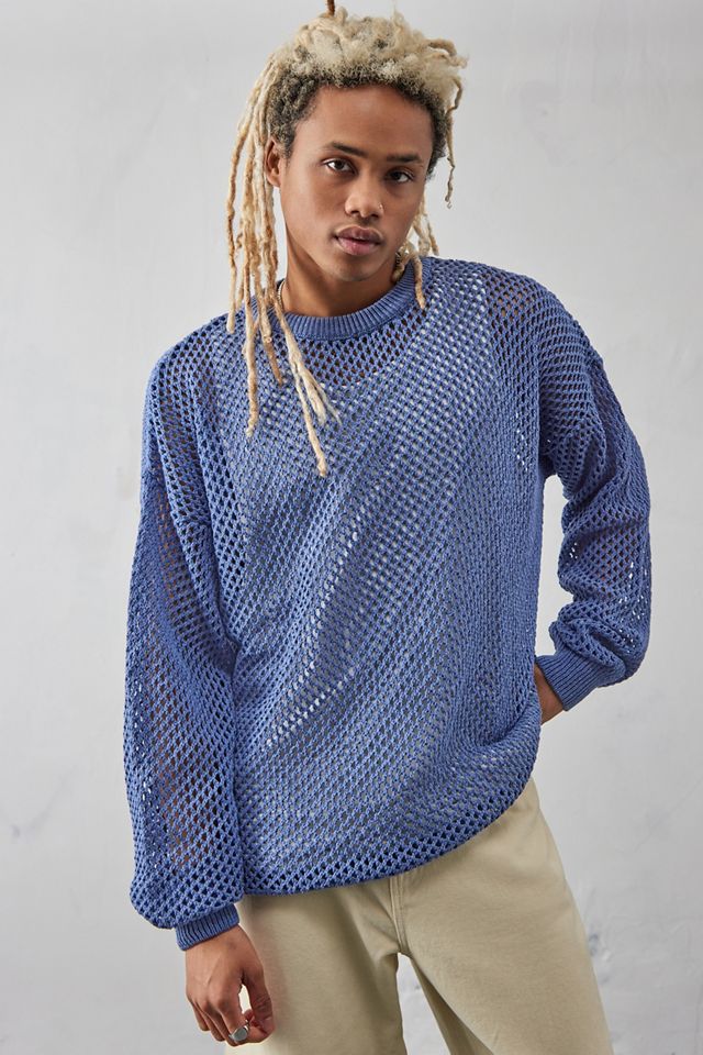 BDG Blue Mesh Long Sleeve Jumper | Urban Outfitters UK