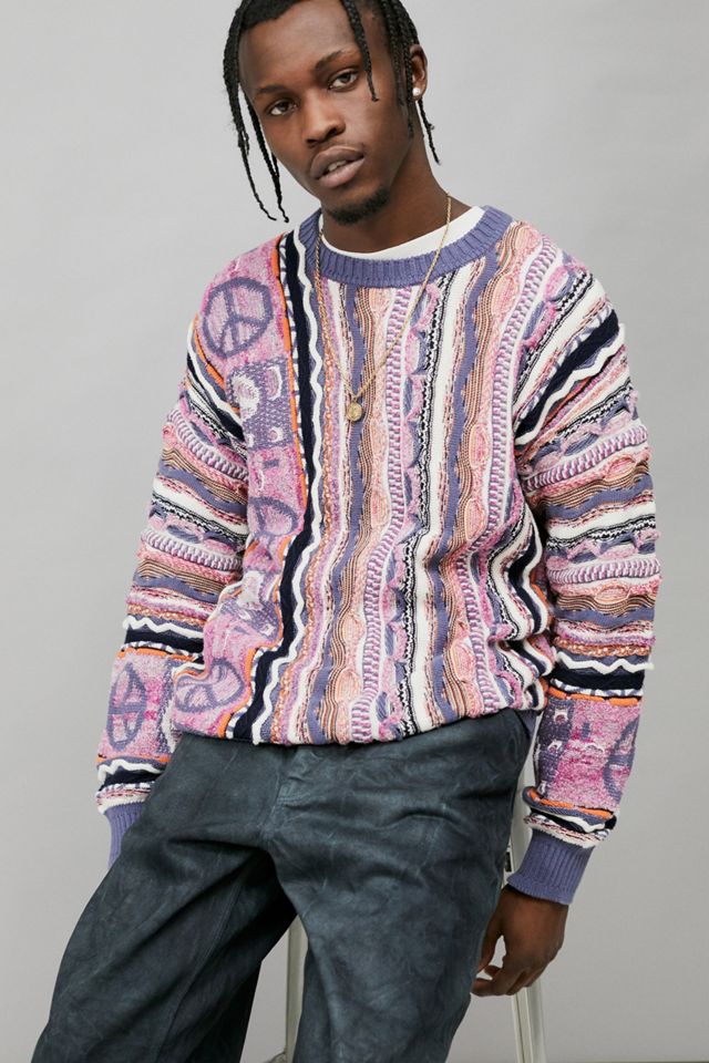 UO Purple Textured Knit Peace Jumper | Urban Outfitters UK