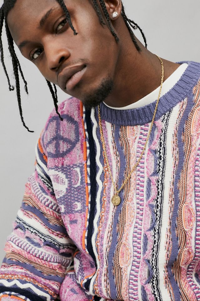 UO Purple Textured Knit Peace Jumper | Urban Outfitters UK