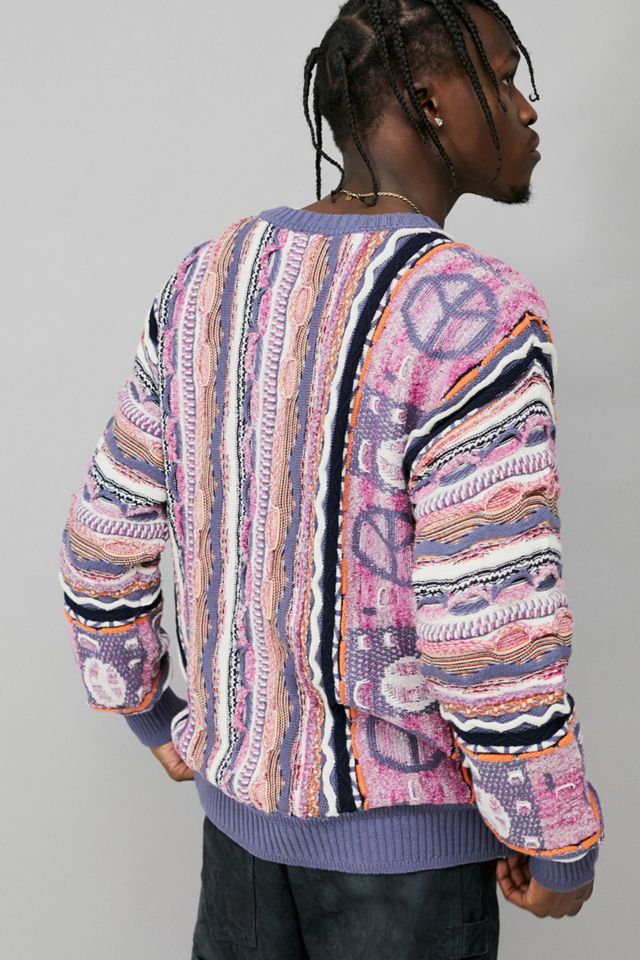 UO Purple Textured Knit Peace Jumper | Urban Outfitters UK