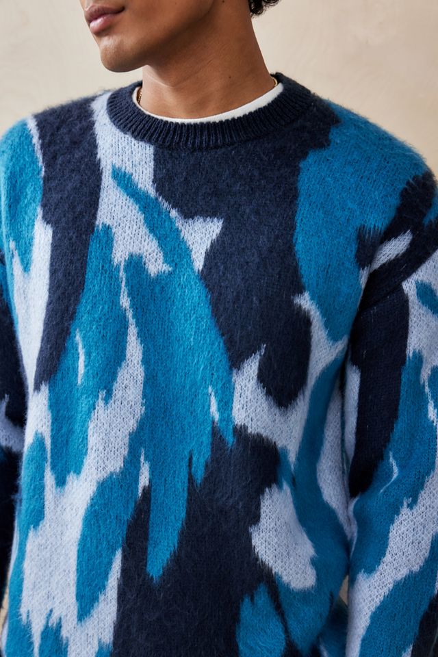UO Teal Camouflage Jumper | Urban Outfitters UK