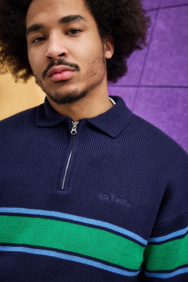 iets frans... Navy Panel Knit Polo Shirt | Urban Outfitters UK