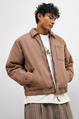 BDG BDG Alba Brown Zip-Through Worker Jacket Alba | Urban Outfitters UK