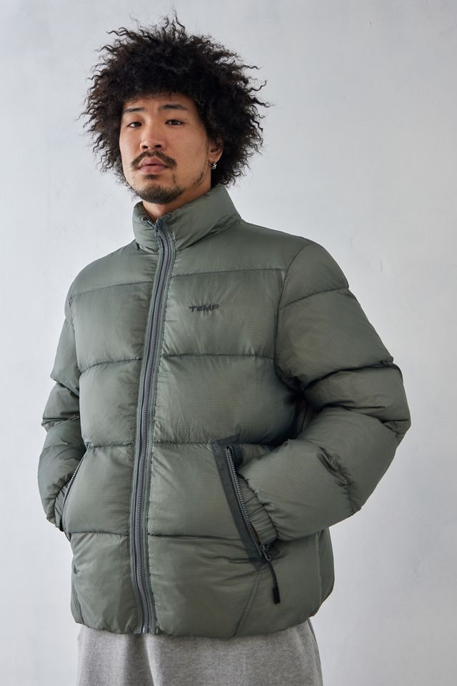 Temp Collective Charcoal Tech Puffer Jacket | Urban Outfitters UK