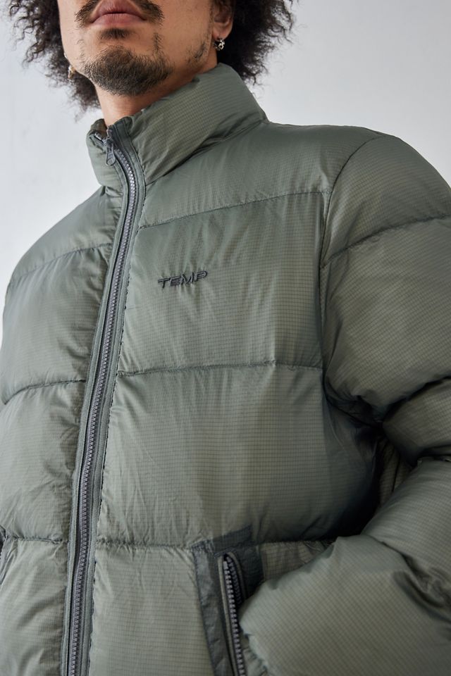 Temp Collective Charcoal Tech Puffer Jacket | Urban Outfitters UK