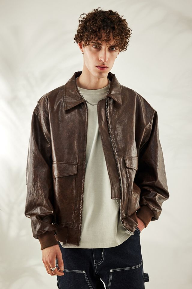 BDG Brown PU Flight Jacket | Urban Outfitters UK