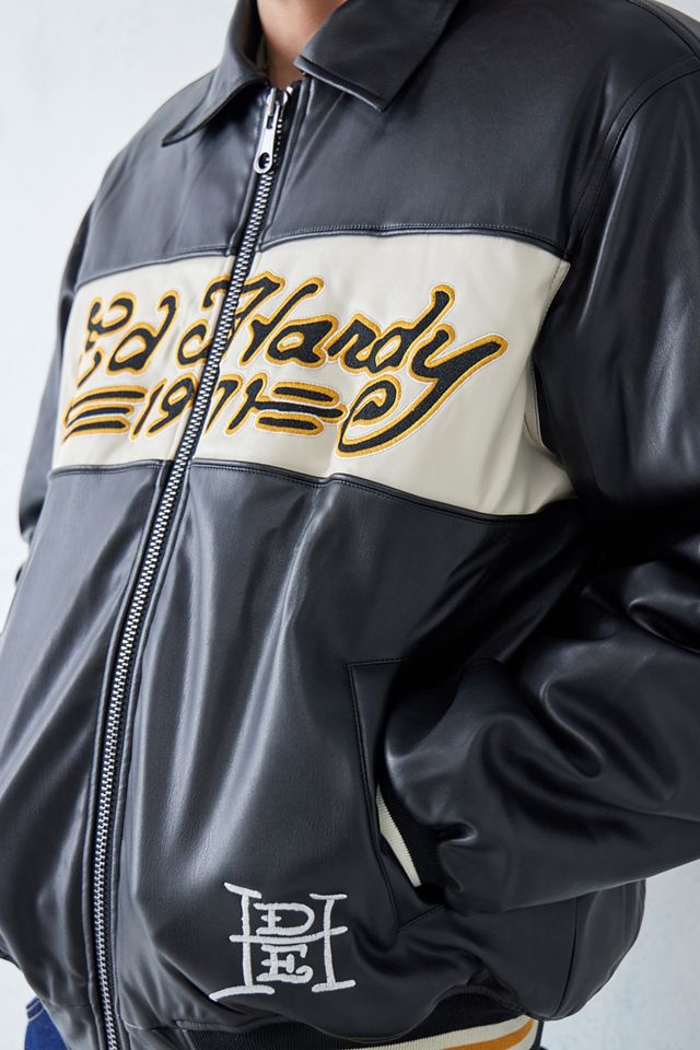 Ed Hardy UO Exclusive Black Dishonour Eagle PU Jacket | Urban Outfitters UK