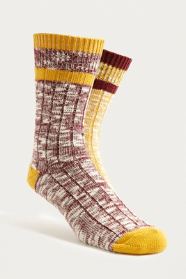 UO Mustard and Burgundy Boot Socks Pack | Urban Outfitters UK