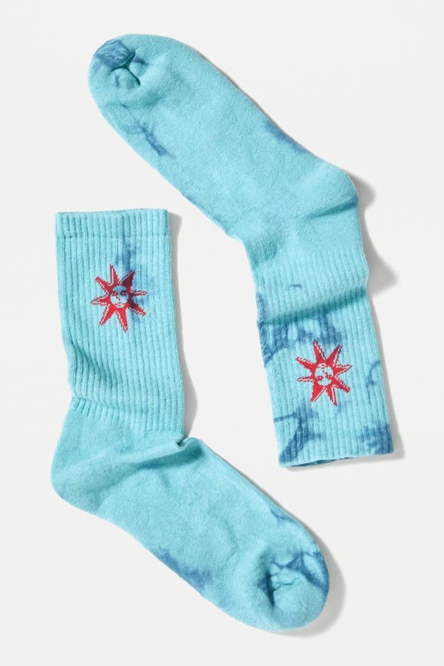 UO Blue Tie-Dye Sun Motif Socks | Urban Outfitters UK