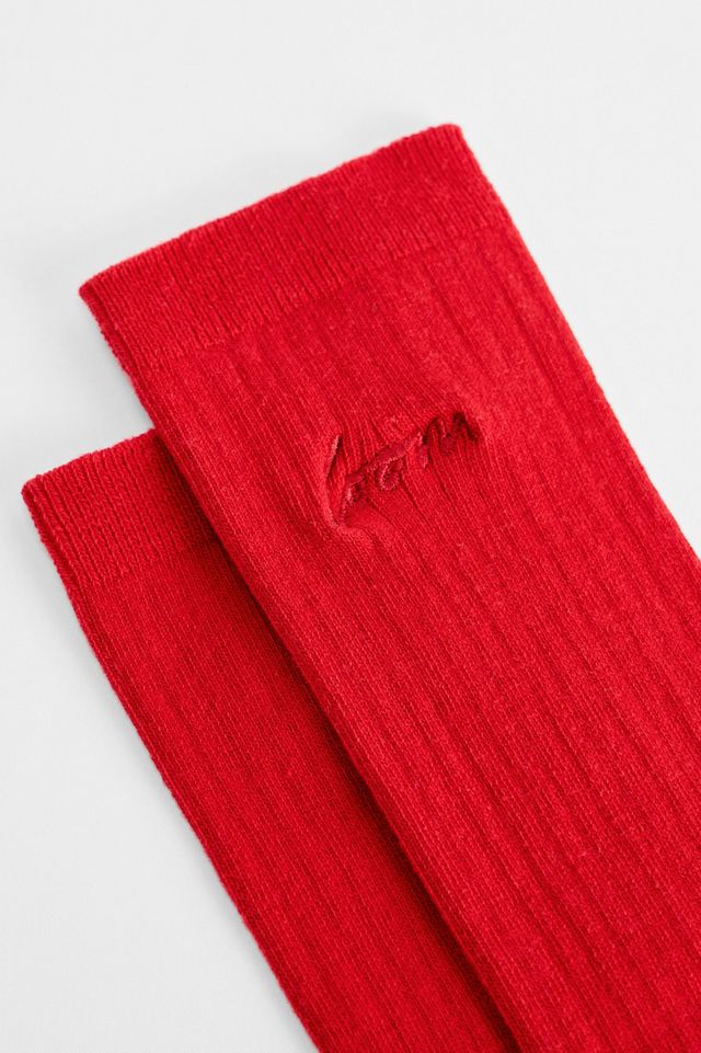 Loom Red Ribbed Socks | Urban Outfitters DE