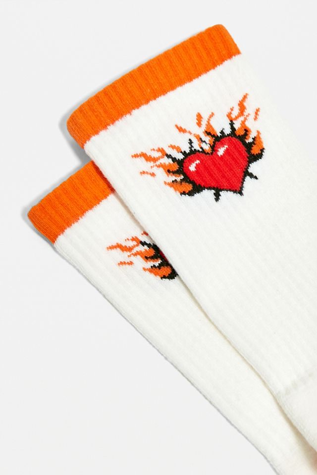 UO Flame Heart Socks | Urban Outfitters UK