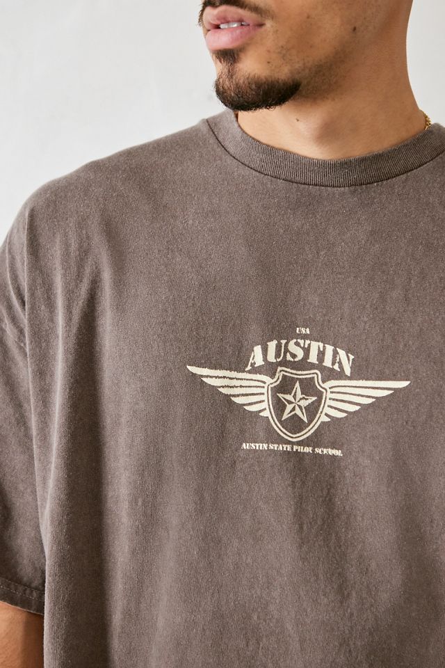 UO Washed Brown Austin T-Shirt | Urban Outfitters UK