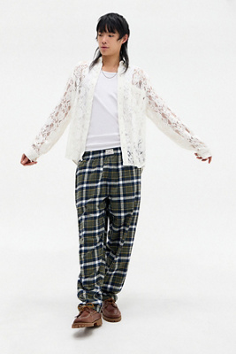 BDG Green Textured Check Joggers | Urban Outfitters UK