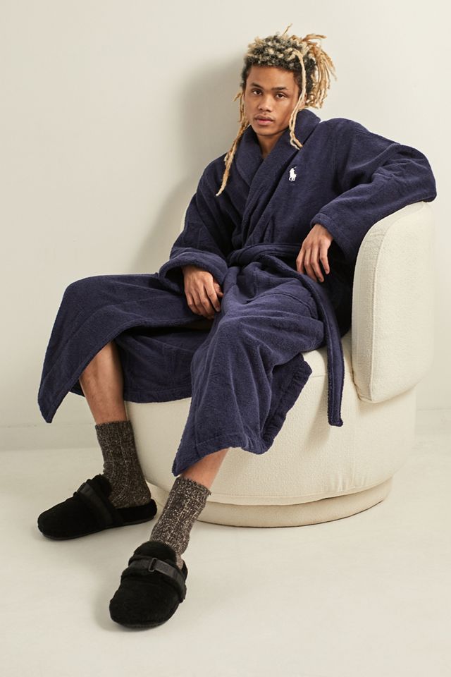 Polo Ralph Lauren Navy Cotton Terry Robe | Urban Outfitters UK